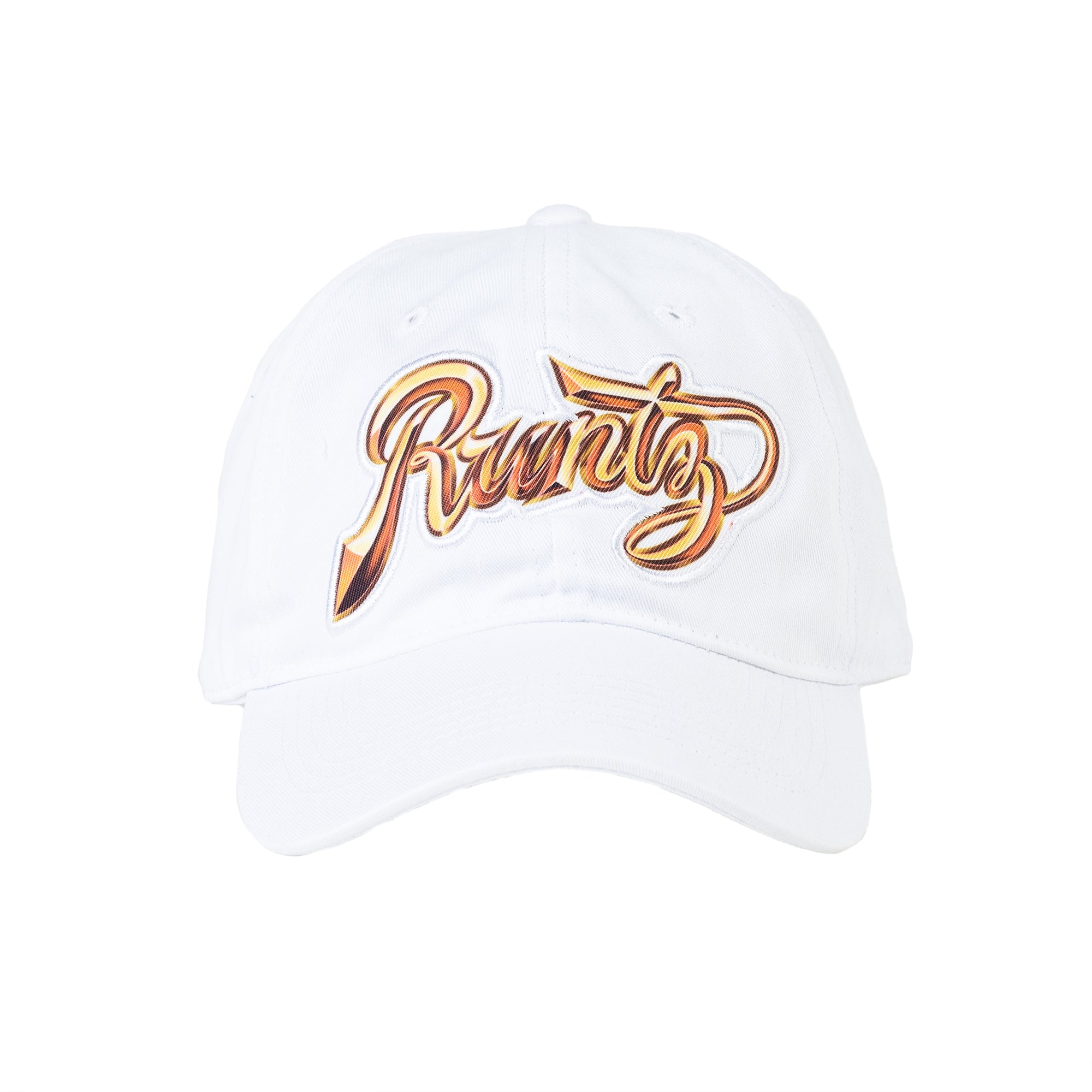 CHROME SCRIPTS HAT - WHITE & GOLD – RuntzWorldWide